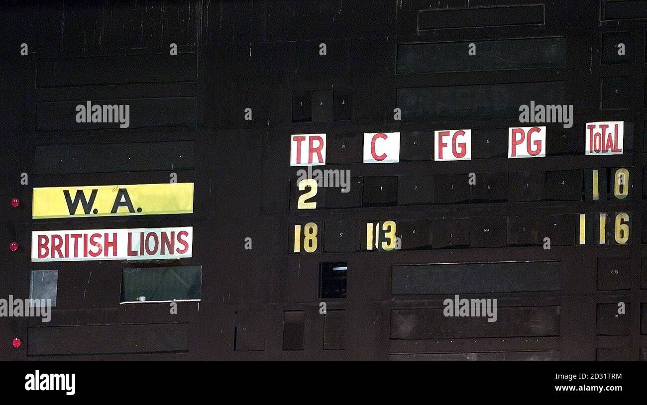 The scoreboard at the WACA shows the final score as the British and ...