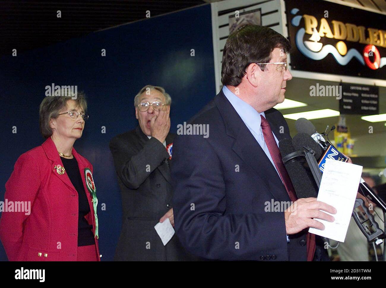 Sinn Fein's Pat Doherty (right) speaking after winning the Mid-Ulster ...