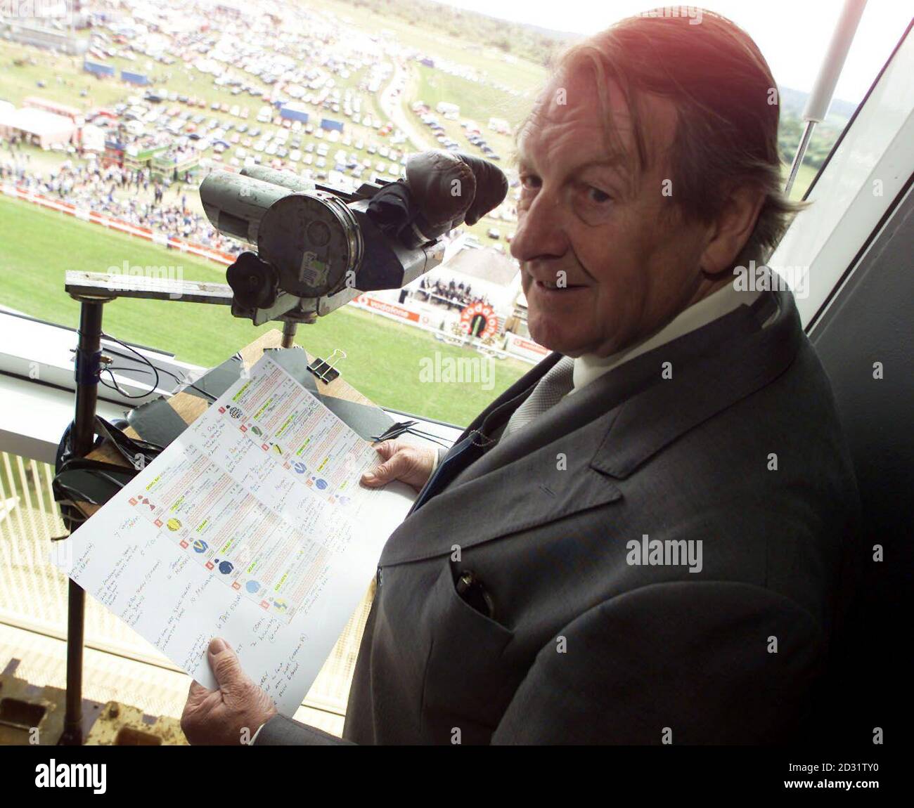 BBC Radio racing commentator Peter Bromley gets into position for the ...