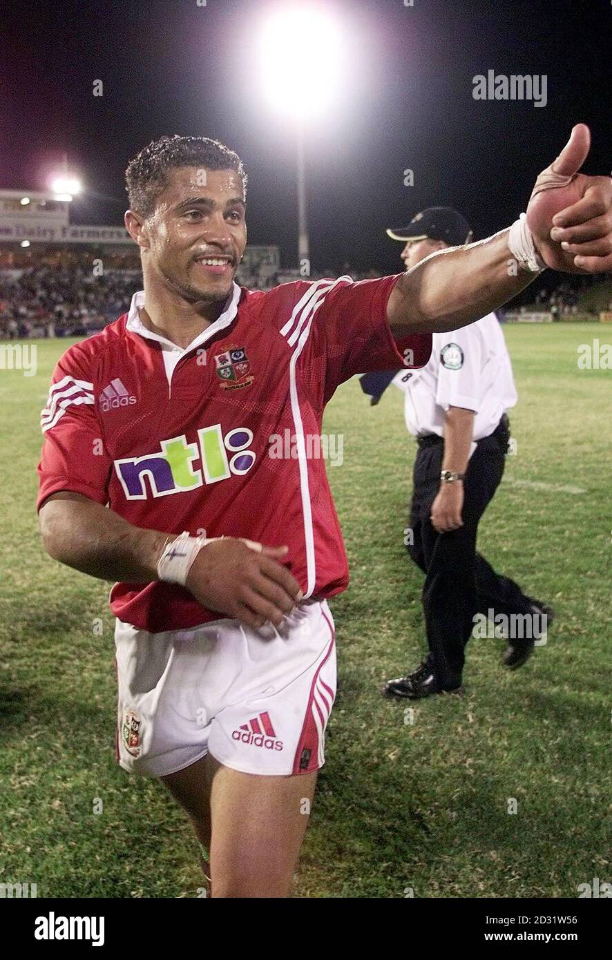 Jason Robinson acknowledges the crowd after his five try performance ...