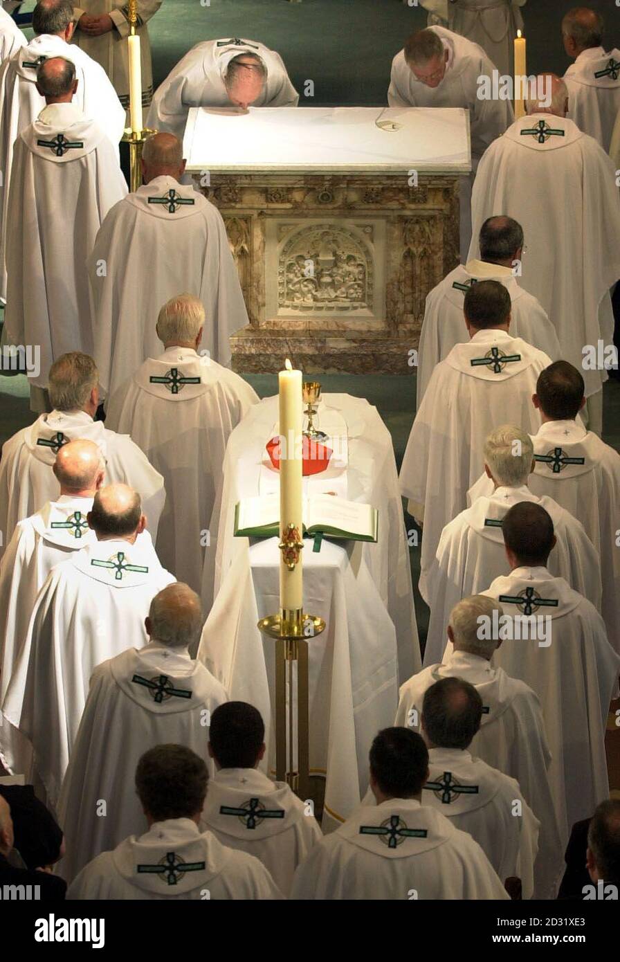 The coffin lies in the Catholic Cathedral in Glasgow, as the clergy ...