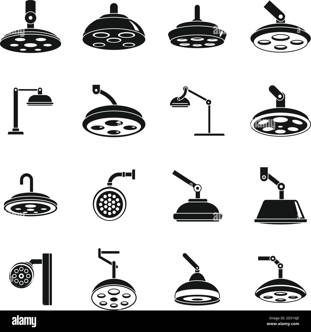 Room surgical light icons set. Simple set of room surgical light vector ...