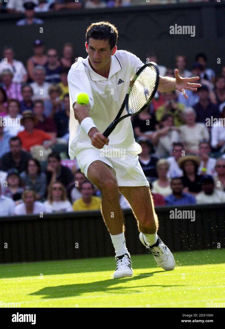 Martin lee in action against countryman tim henman hi-res stock ...