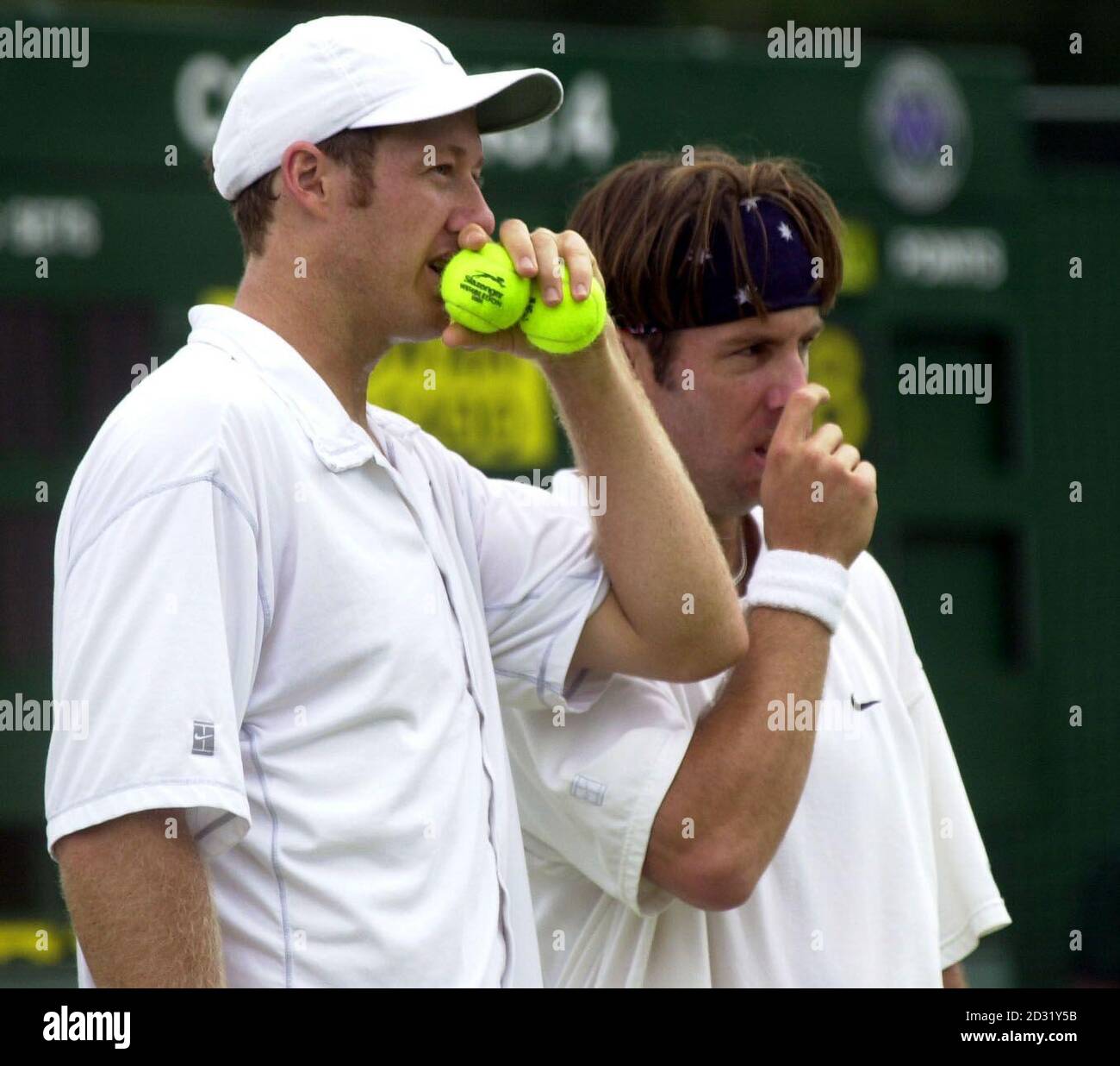 Australia's Paul Hanley and Andrew Kratzmann take a break in their ...