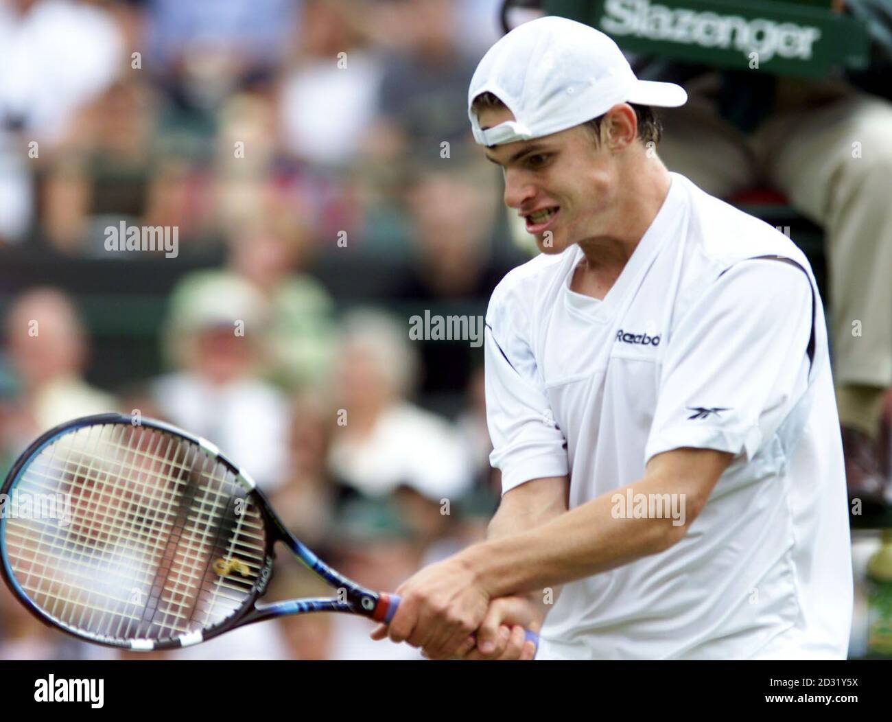USA's Andy Roddick in action against Croatia's Goran Ivanisevic during ...