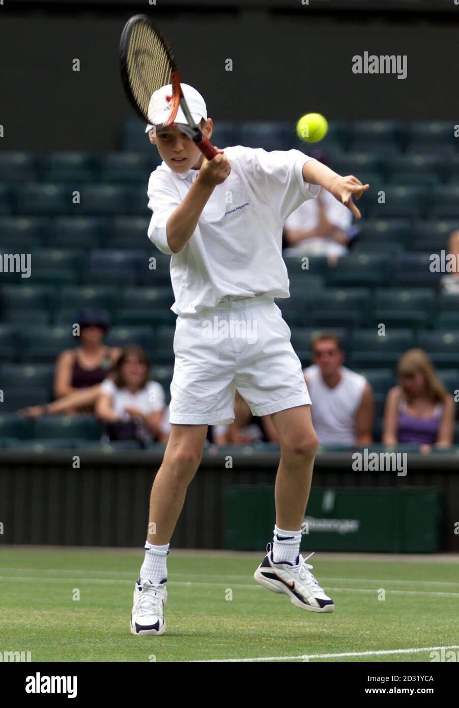 Dan Smethurst from Lancashire in action during a display of tennis ...