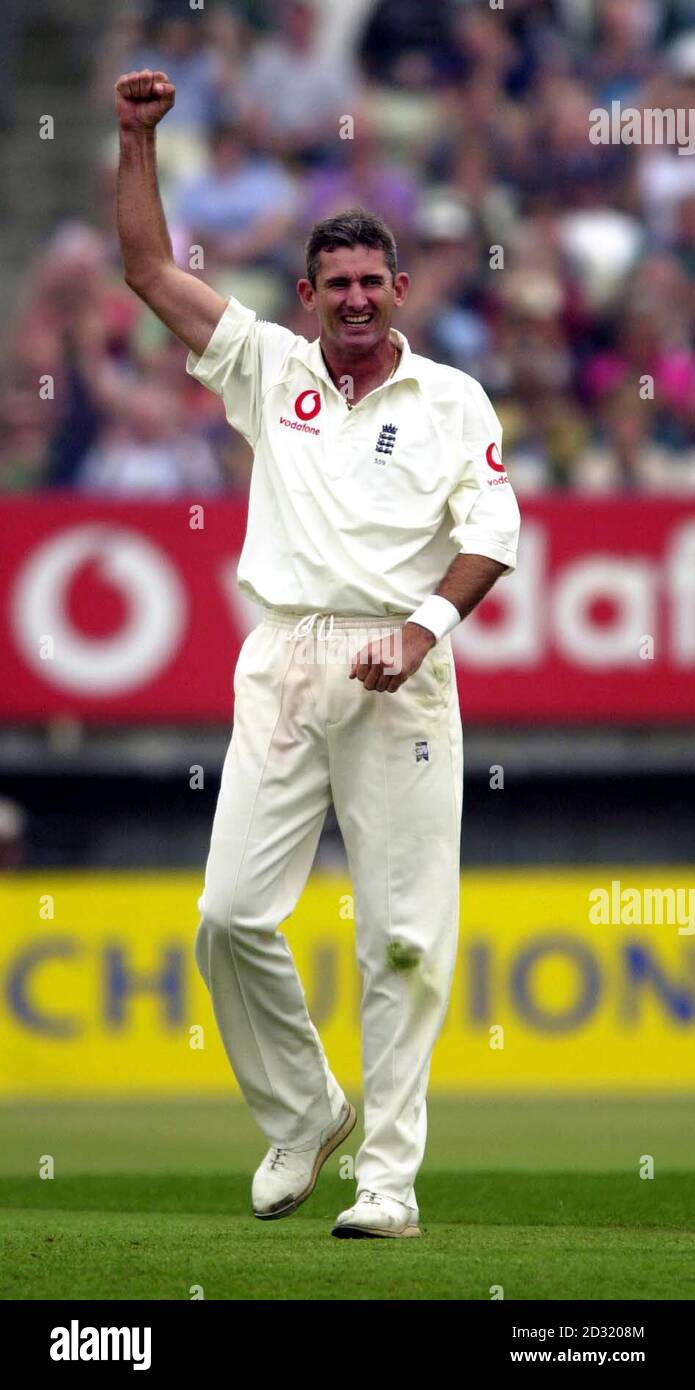 England's Andrew Caddick celebrates after bowling Australia's Mark ...