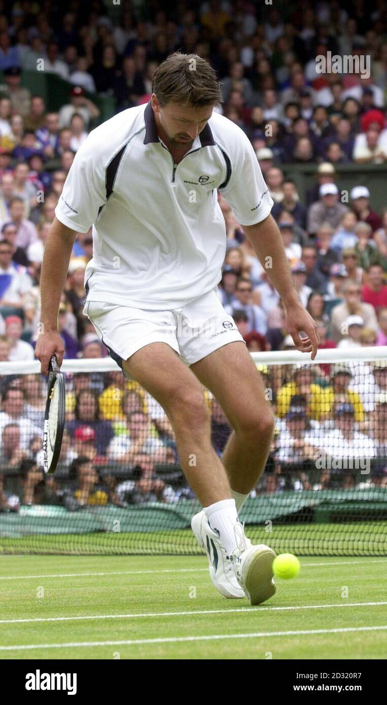 NO COMMERCIAL USE: Goran Ivanisevic of Croatia in action against ...