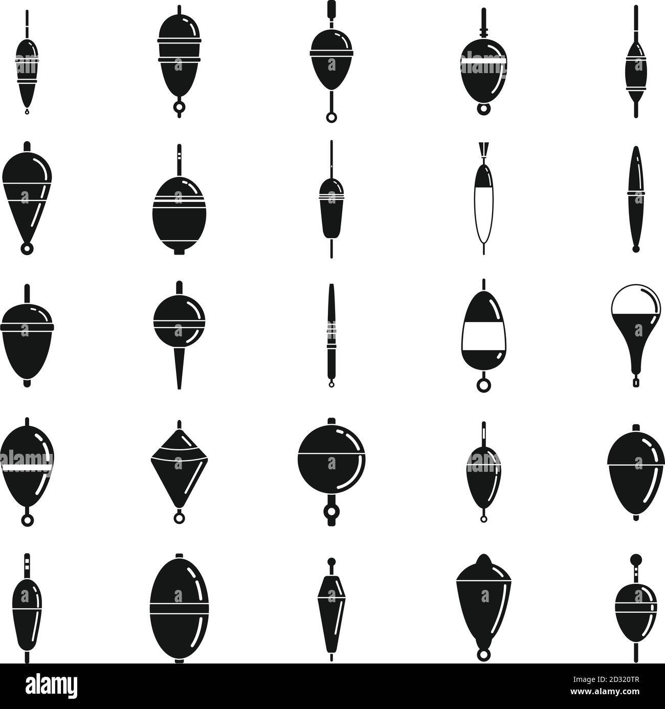 Float bobber icons set. Simple set of float bobber vector icons for web ...