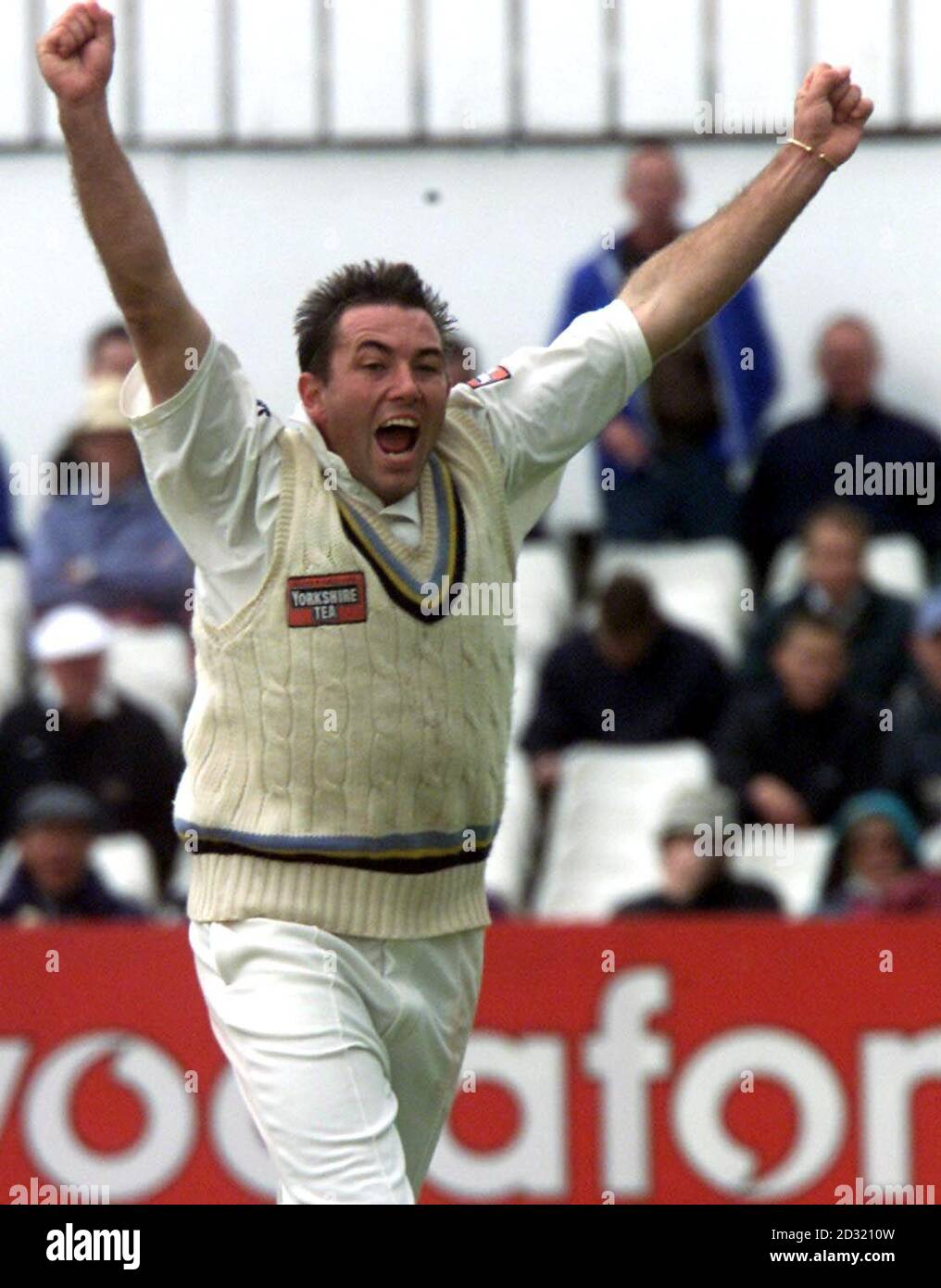 Yorkshire's Chris Silverwood celebrates the wicket of Surrey's Adam ...