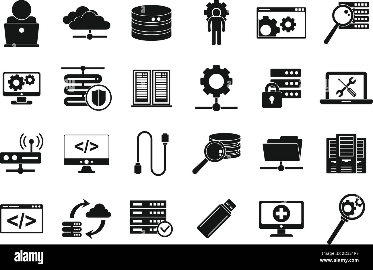 IT administrator icons set. Simple set of IT administrator vector icons ...