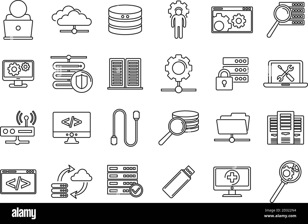 Company it administrator icons set. Outline set of company it ...
