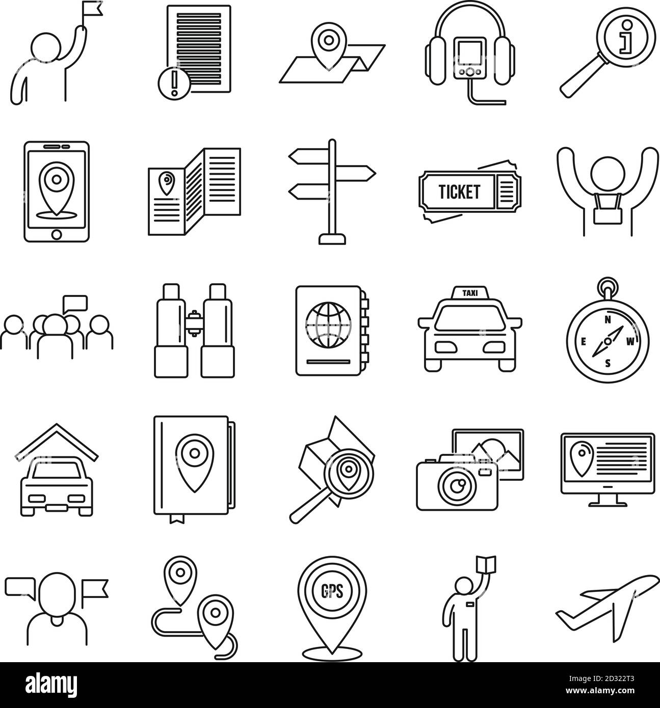 Guide tour icons set. Outline set of guide tour vector icons for web ...