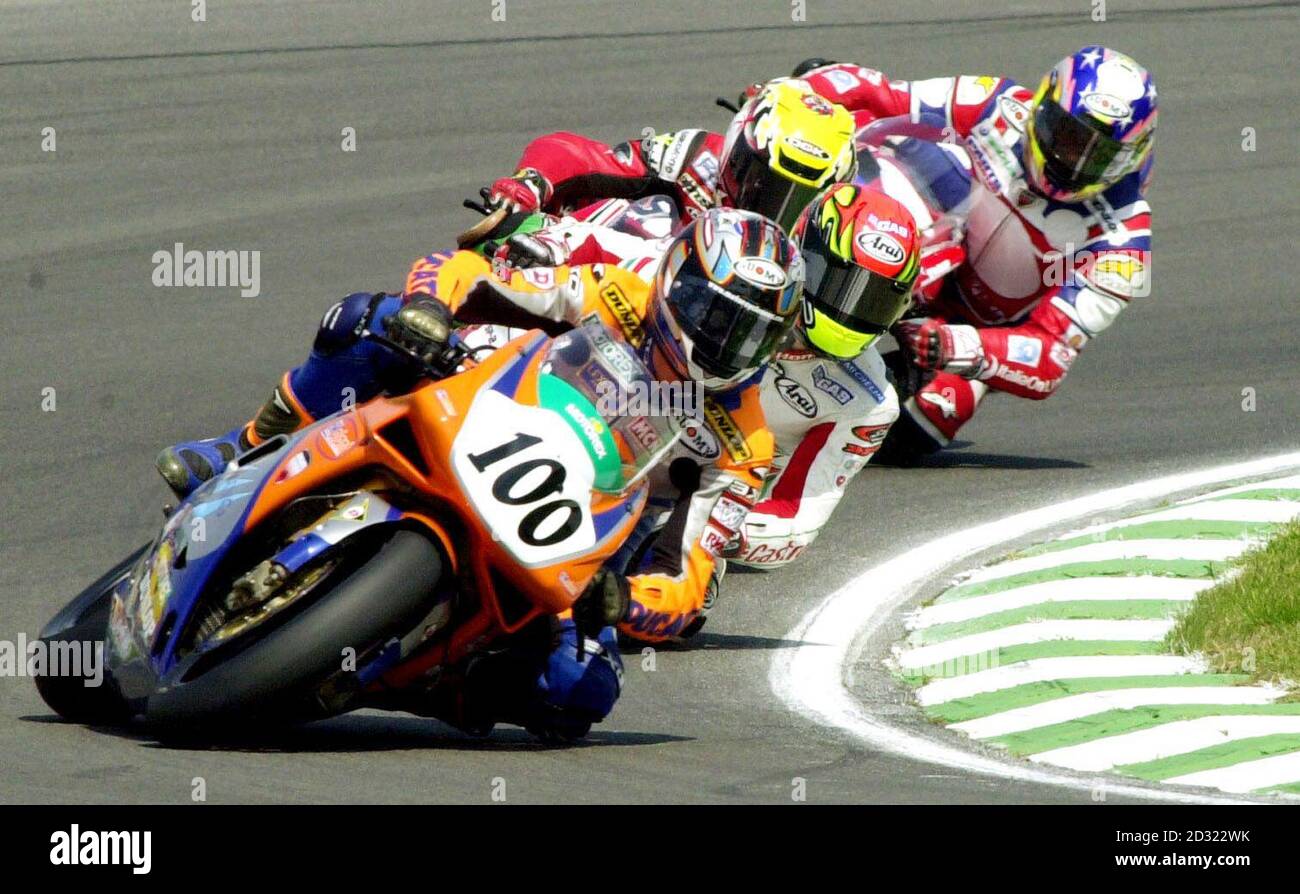 Great Britain's Neil Hodgson (front) finishes second in race one during ...