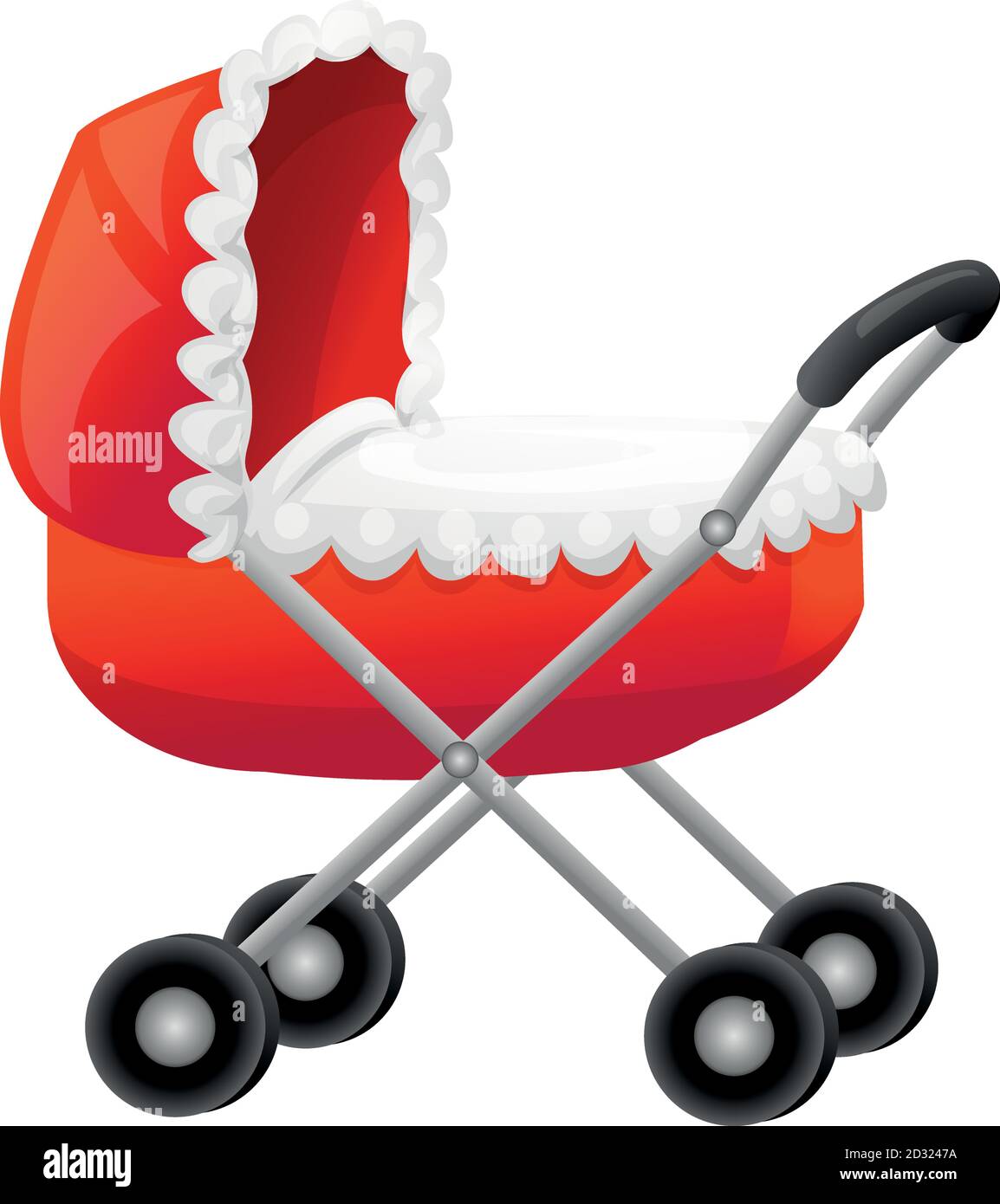 Red waterproof pram icon. Cartoon of red waterproof pram vector icon ...