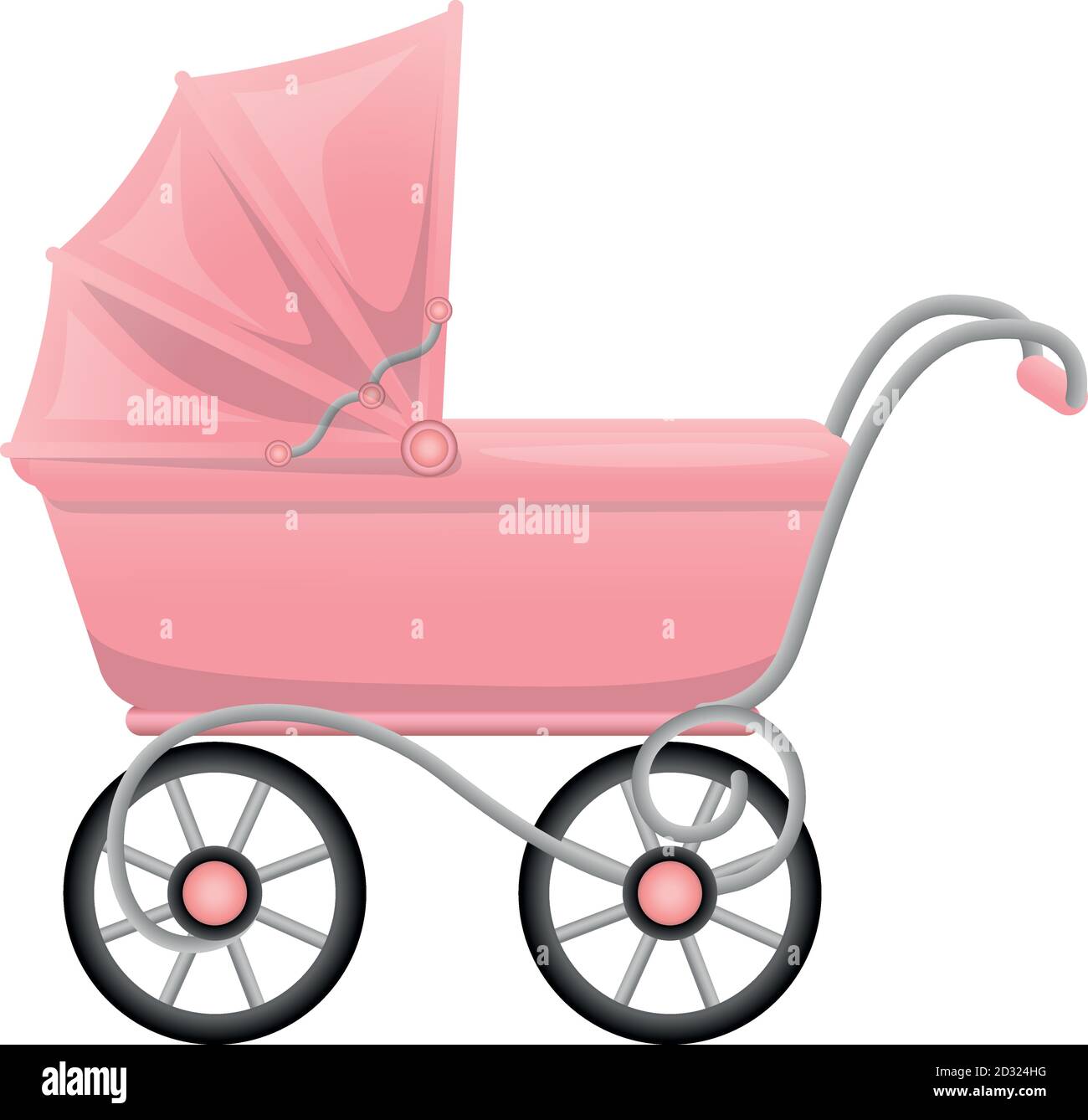 Pink pram icon. Cartoon of pink pram vector icon for web design ...