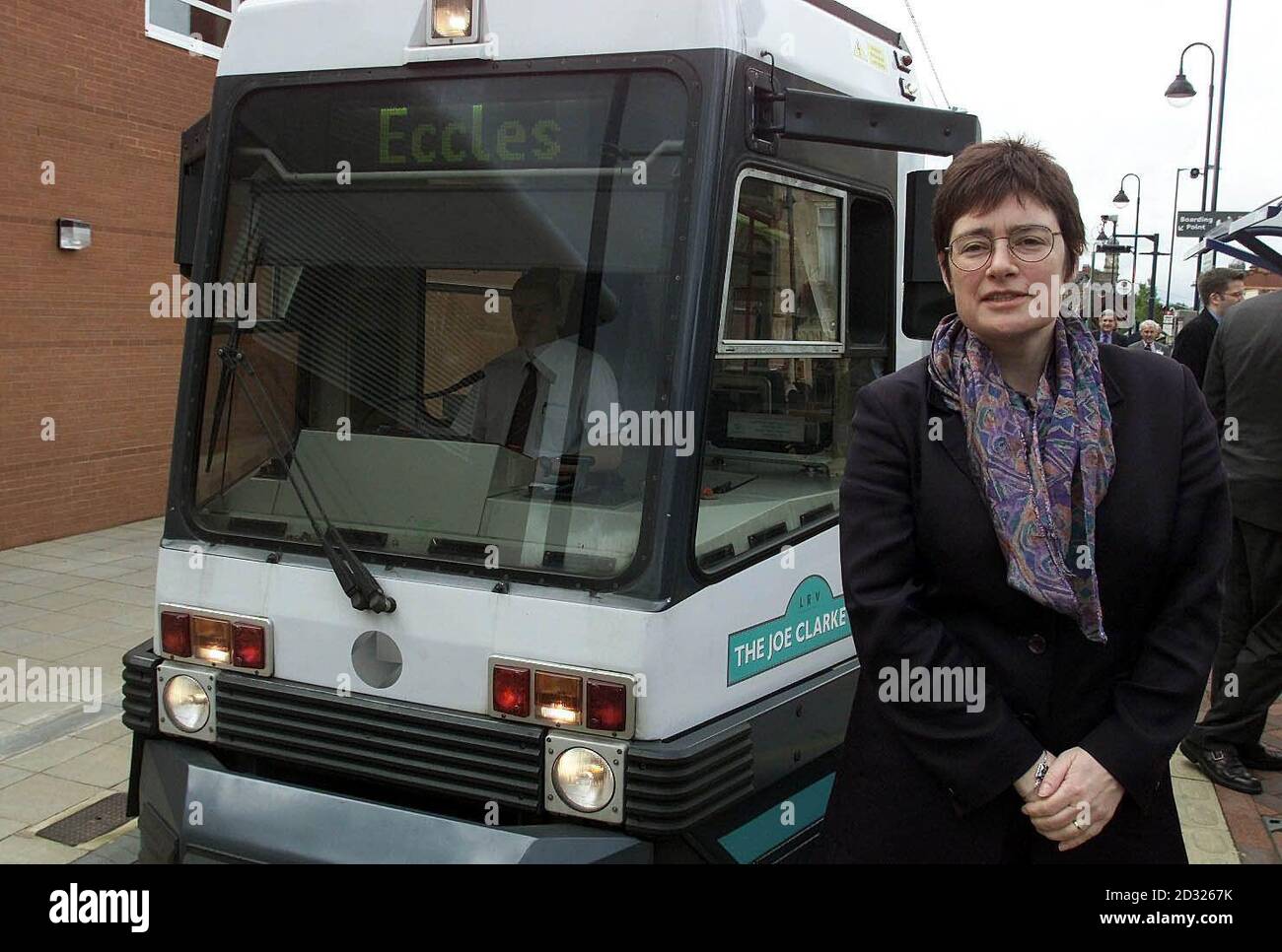 Scottish transport minister Sarah Boyack with one of Manchester's trams ...