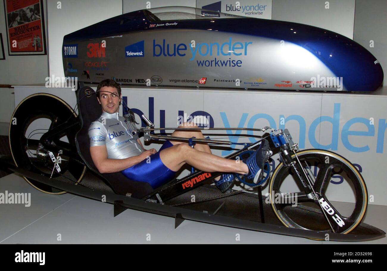 Olympic Gold medalist Jason Queally sits inside the chassis of the ...