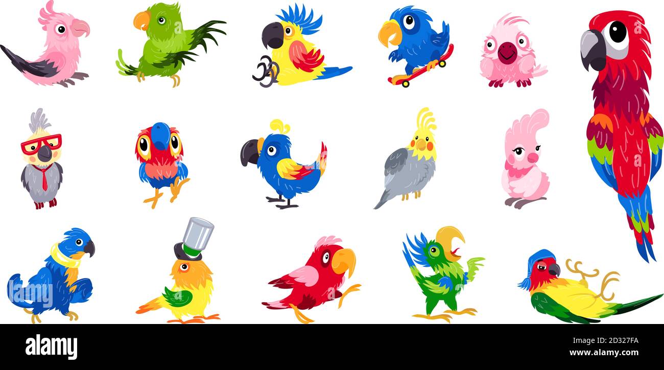Parrot icons set. Cartoon set of parrot vector icons for web design ...