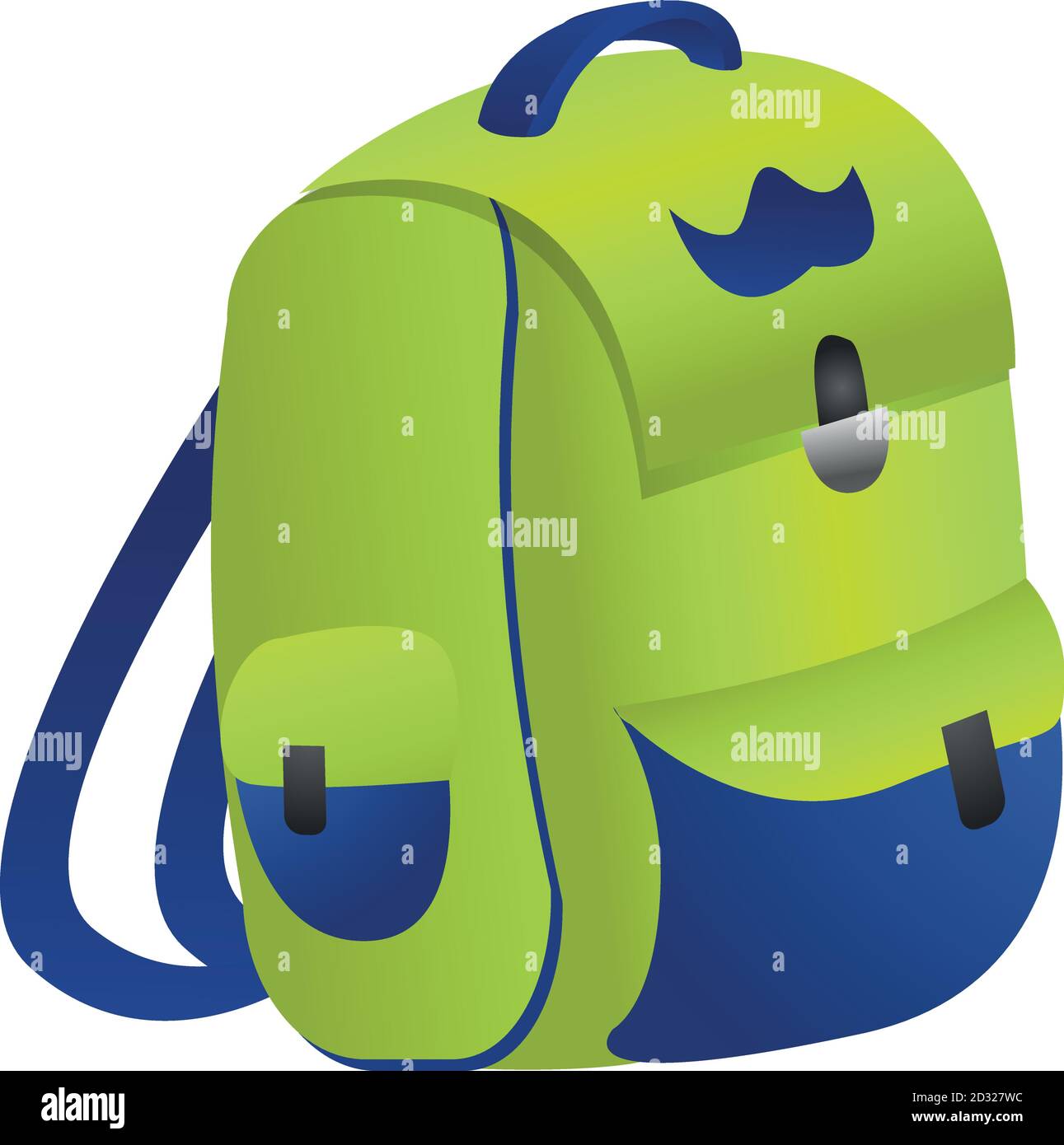 Boy green backpack icon. Cartoon of boy green backpack vector icon for ...