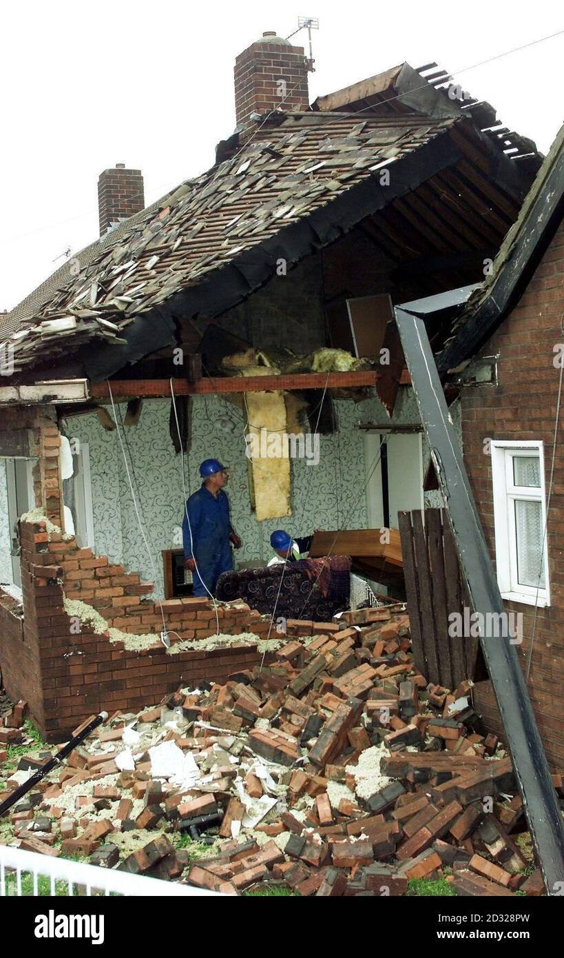 Disaster emergency services damage rubble explosion hi-res stock ...