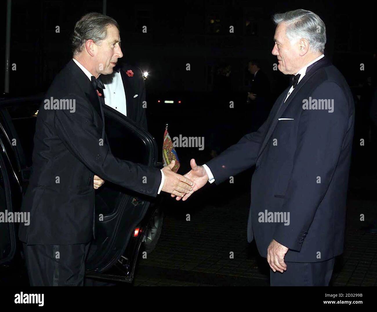 Britain's Prince of Wales (left) is greeted by Lithuania's President ...