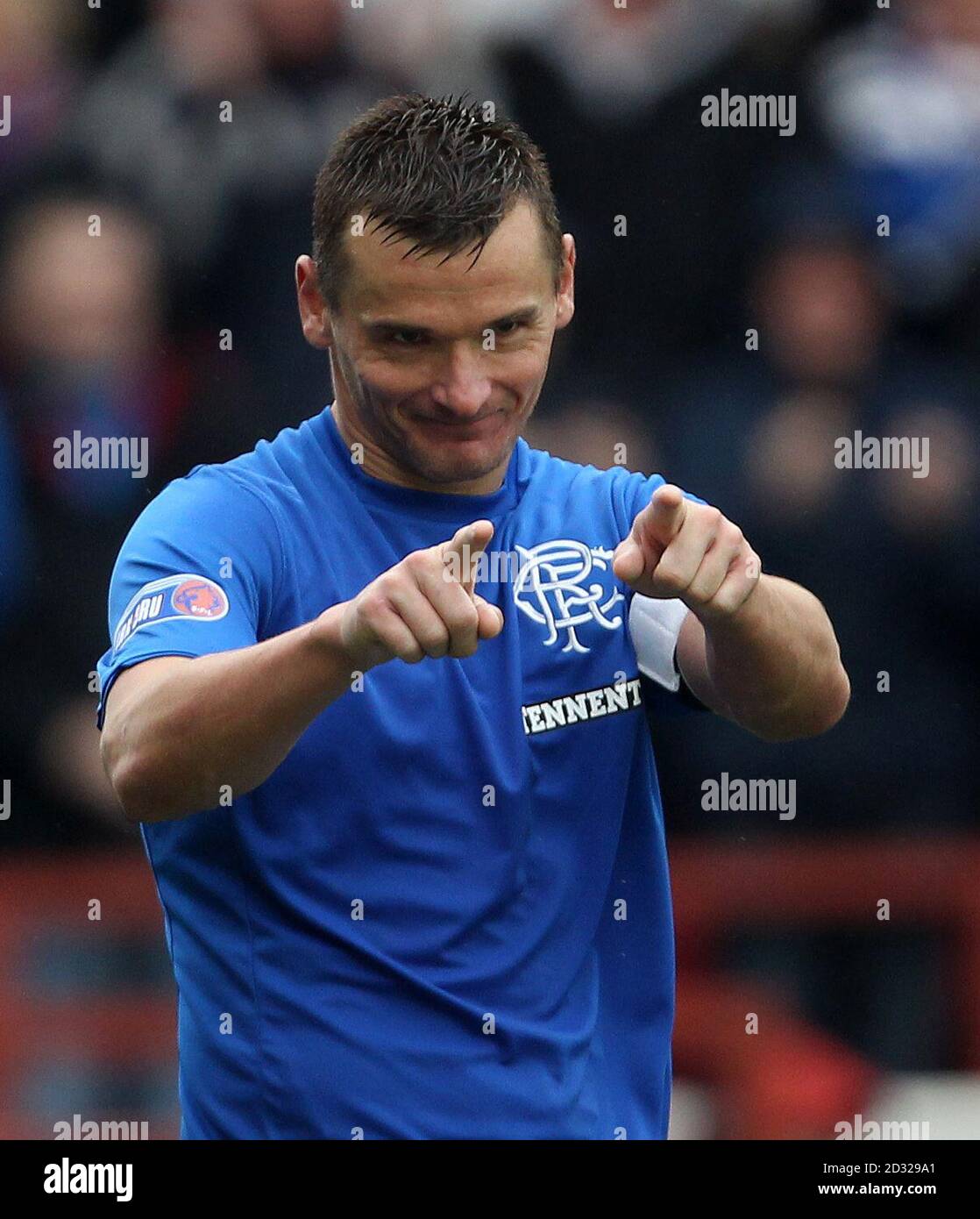Rangers Lee McCulloch celebrates scoring the second goal during the Irn ...