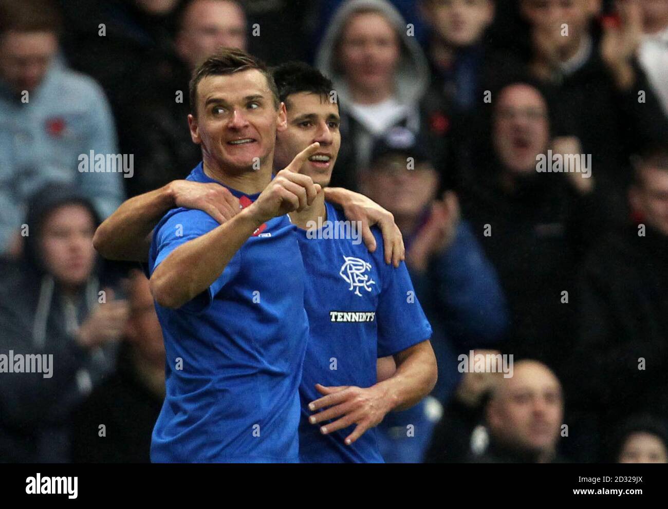 Ranger's Lee McCulloch celebrates scoring during the William Hill ...