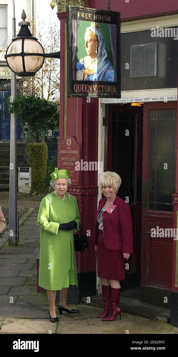 Queen Elizabeth II during her visit to Elstree Studios where the famous ...