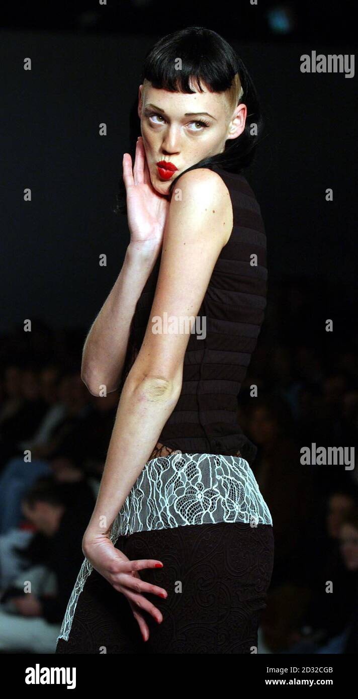 A model wearing a creation by designer Arkadius on the catwalk during ...