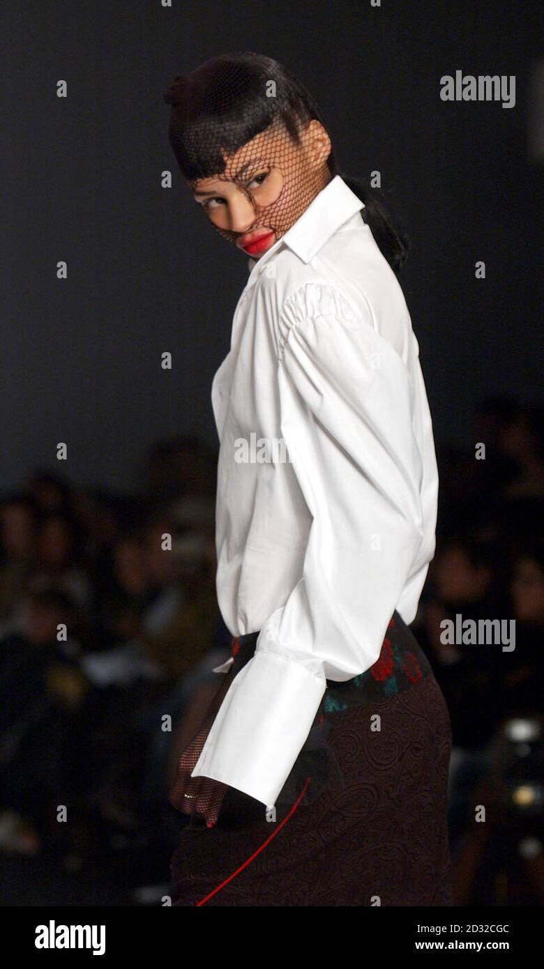 A model wearing a creation by designer Arkadius on the catwalk during ...