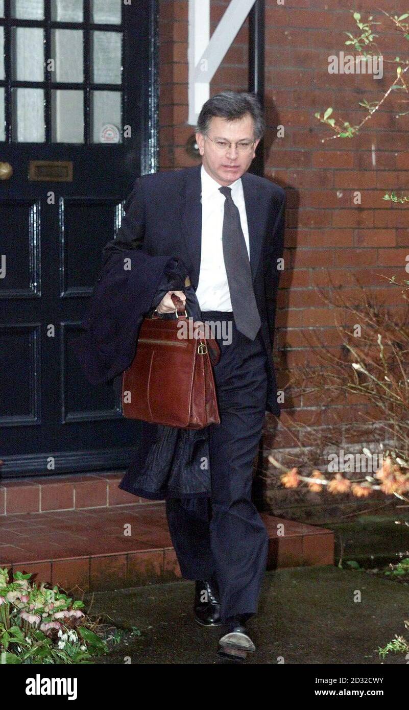 Transport Secretary Stephen Byers leaves his home in Newcastle. Mr ...