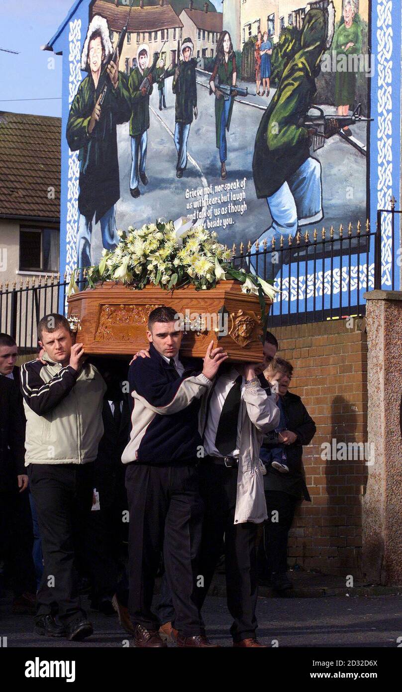 Family and friends carry the coffin of schoolgirl Debbie McComb, 16, in ...