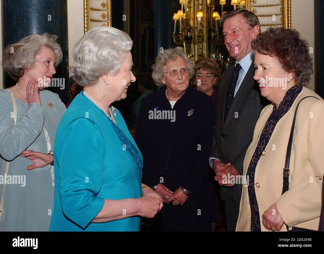 Britain's Queen Elizabeth II, and Baroness Hayman meet, L to R Joyce ...