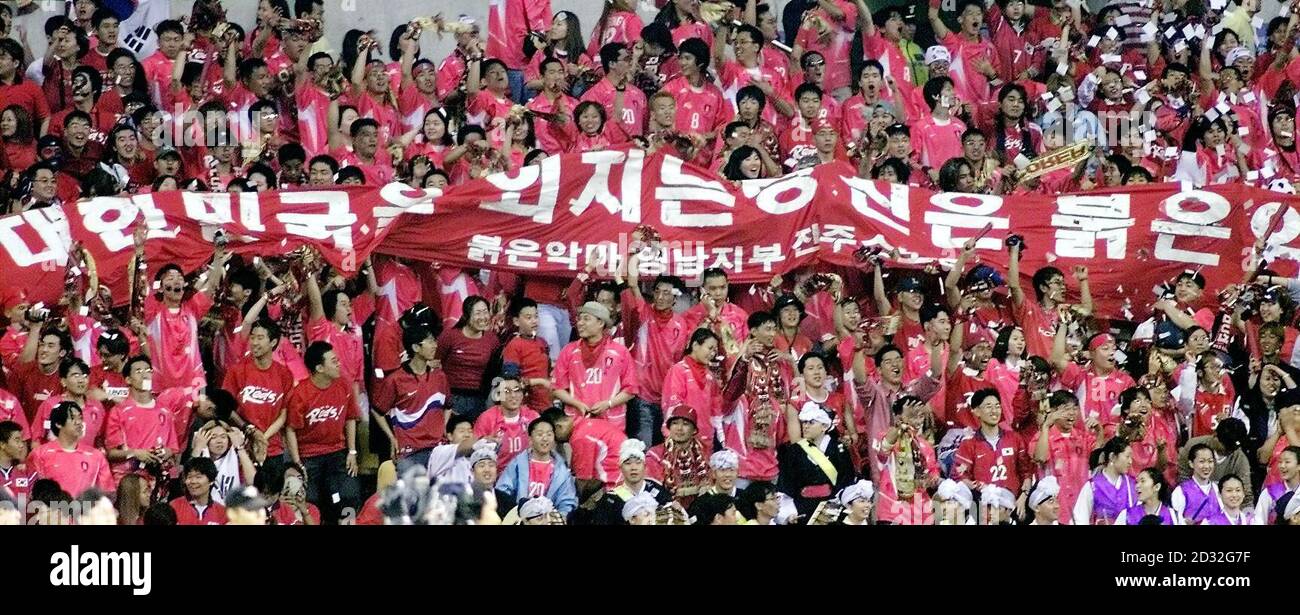 South Korea fans during their friendly match at The Busan World Cup ...
