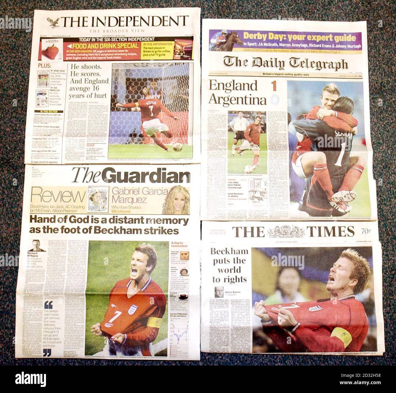 Front pages of the British National newspapers. England's 1-0 victory ...