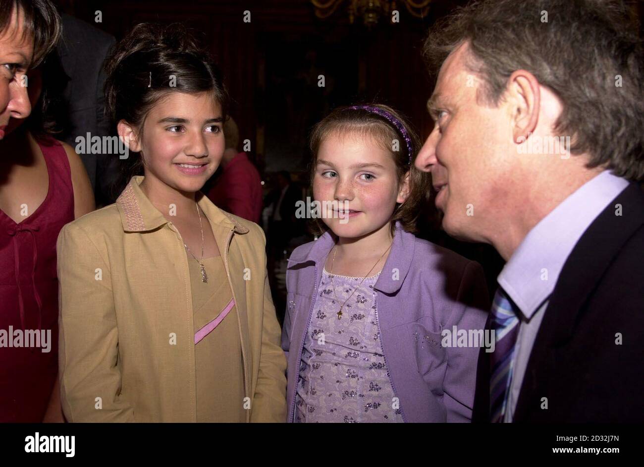 Prime Minister Tony Blair meets Alice Maddocks (2nd left) and Molly-Ann ...