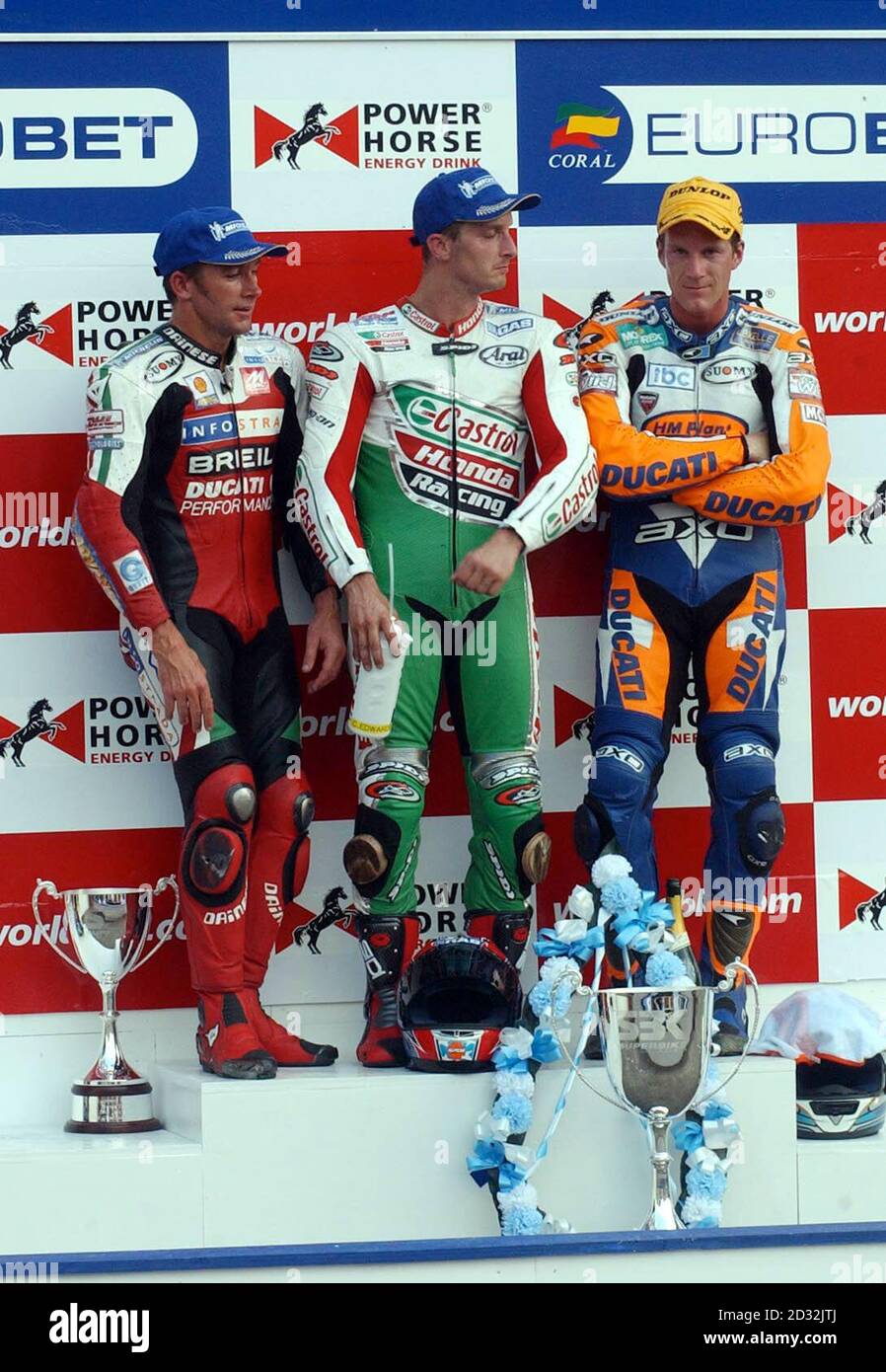 World Super bikes Championship at Brands Hatch, Kent UK. Place winners ...