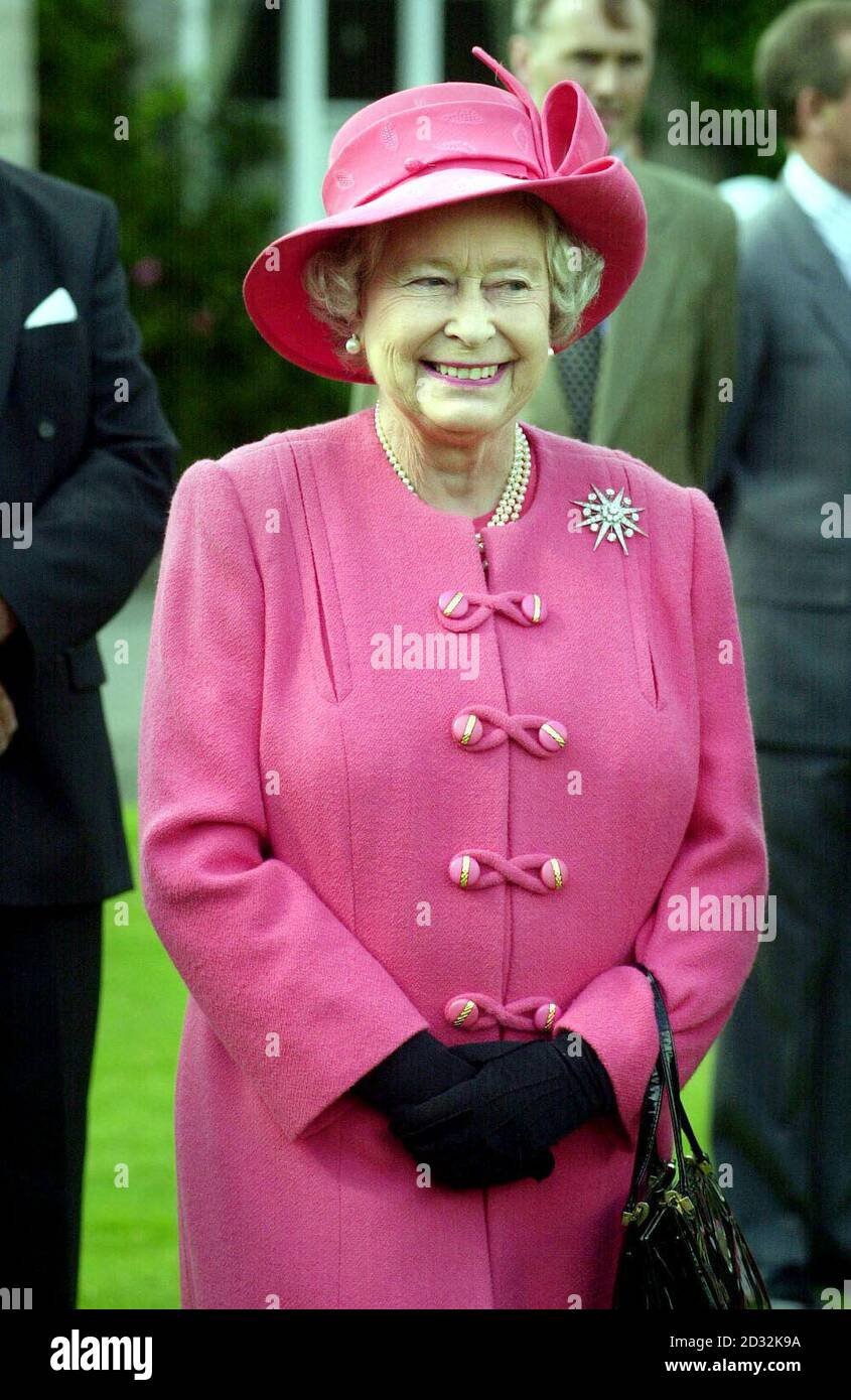 Britain's Queen Elizabeth II on the lawn at Balmoral castle, Scotland ...