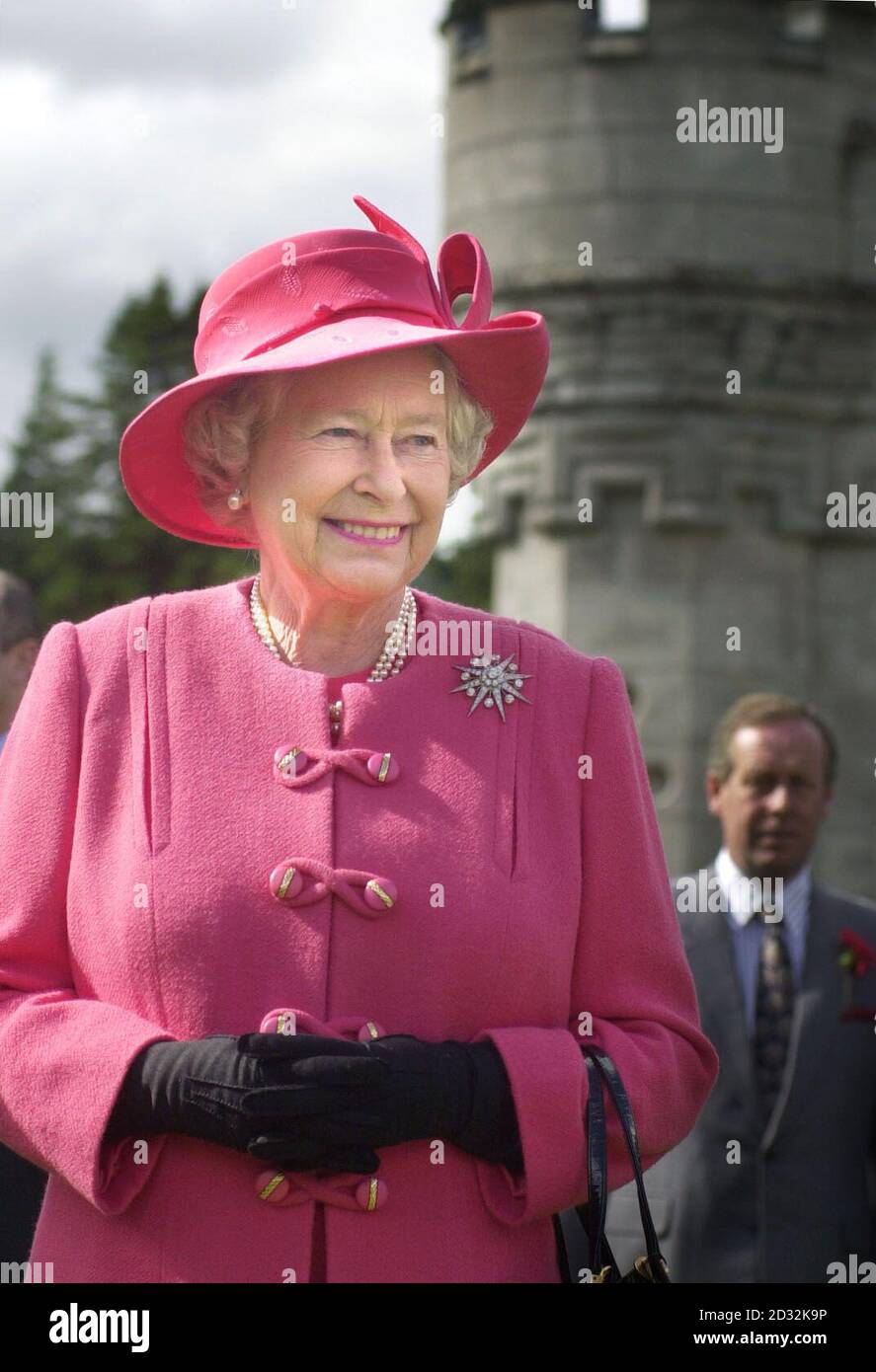 Britain's Queen Elizabeth II on the lawn of Balmoral castle, Scotland ...