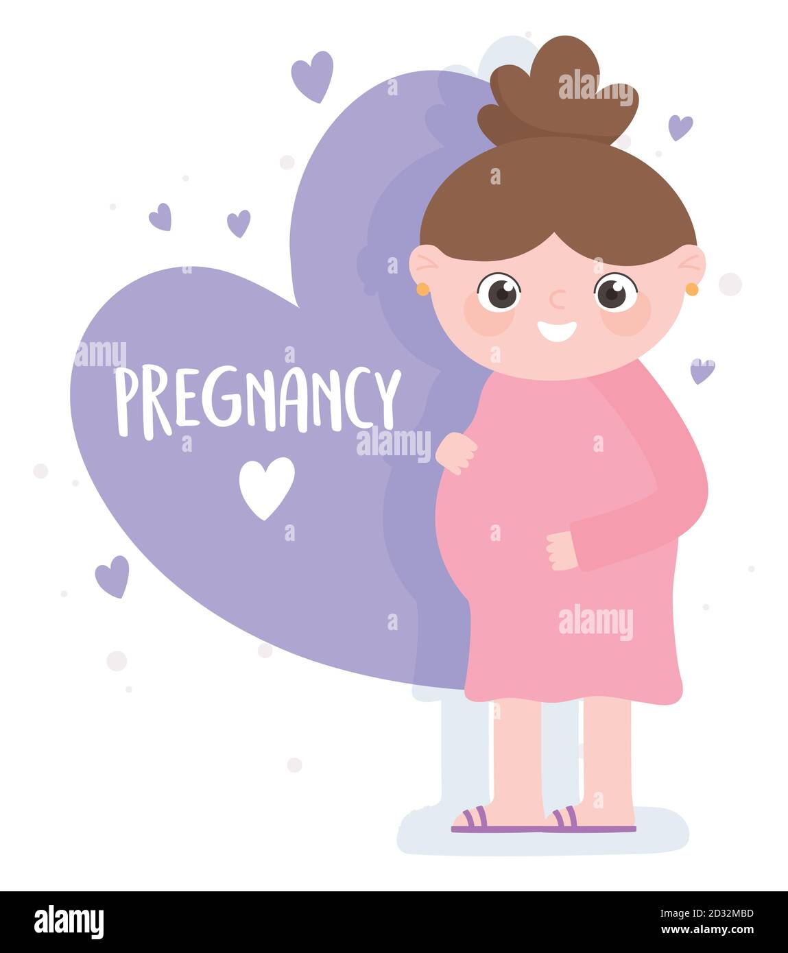 pregnancy and maternity, cute pregnant woman cartoon, purple love ...