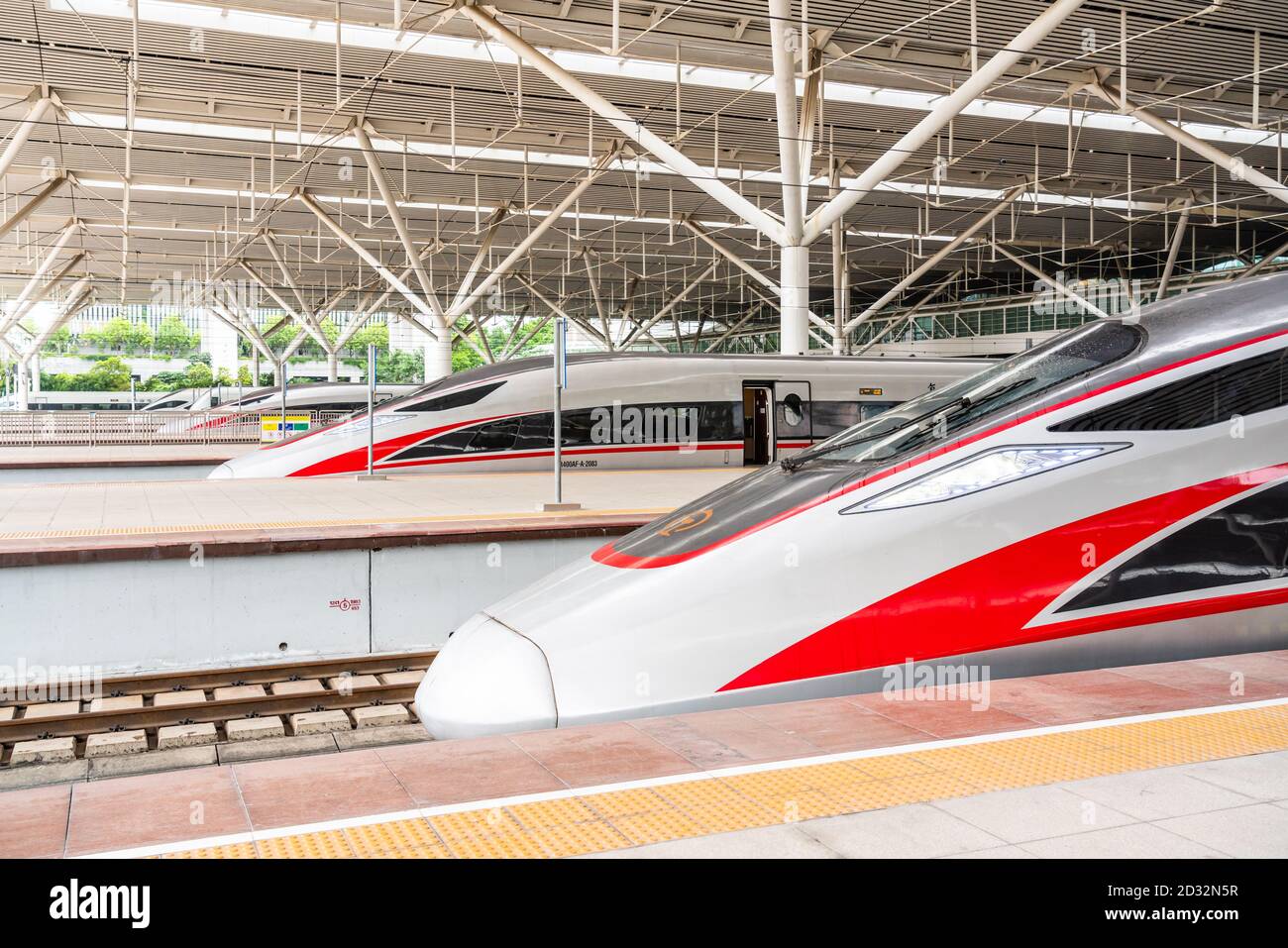 Fuxing high speed trains operated by China Railway Corporation seen at ...