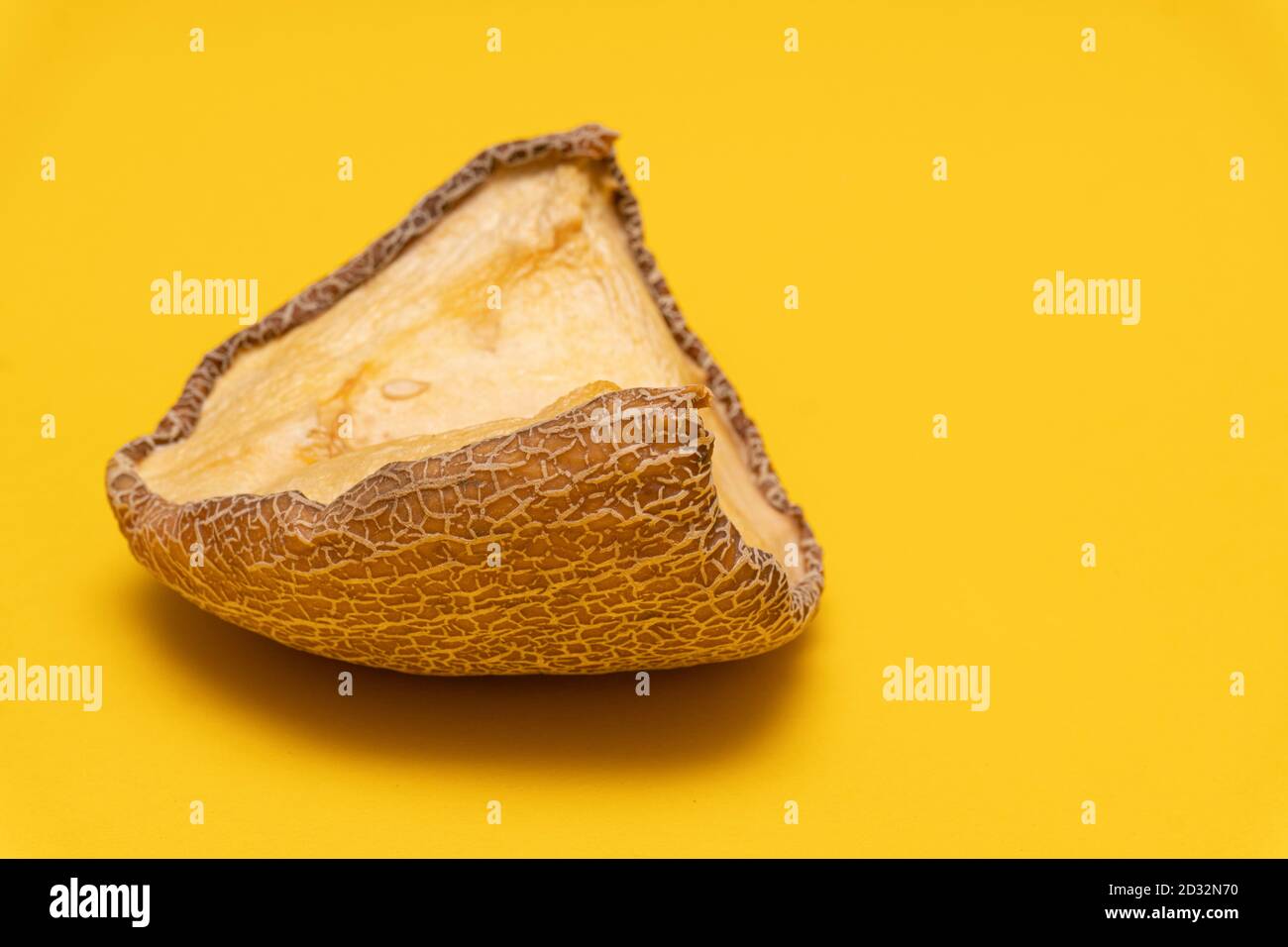 View at moldy dried melon at yellow background Stock Photo - Alamy