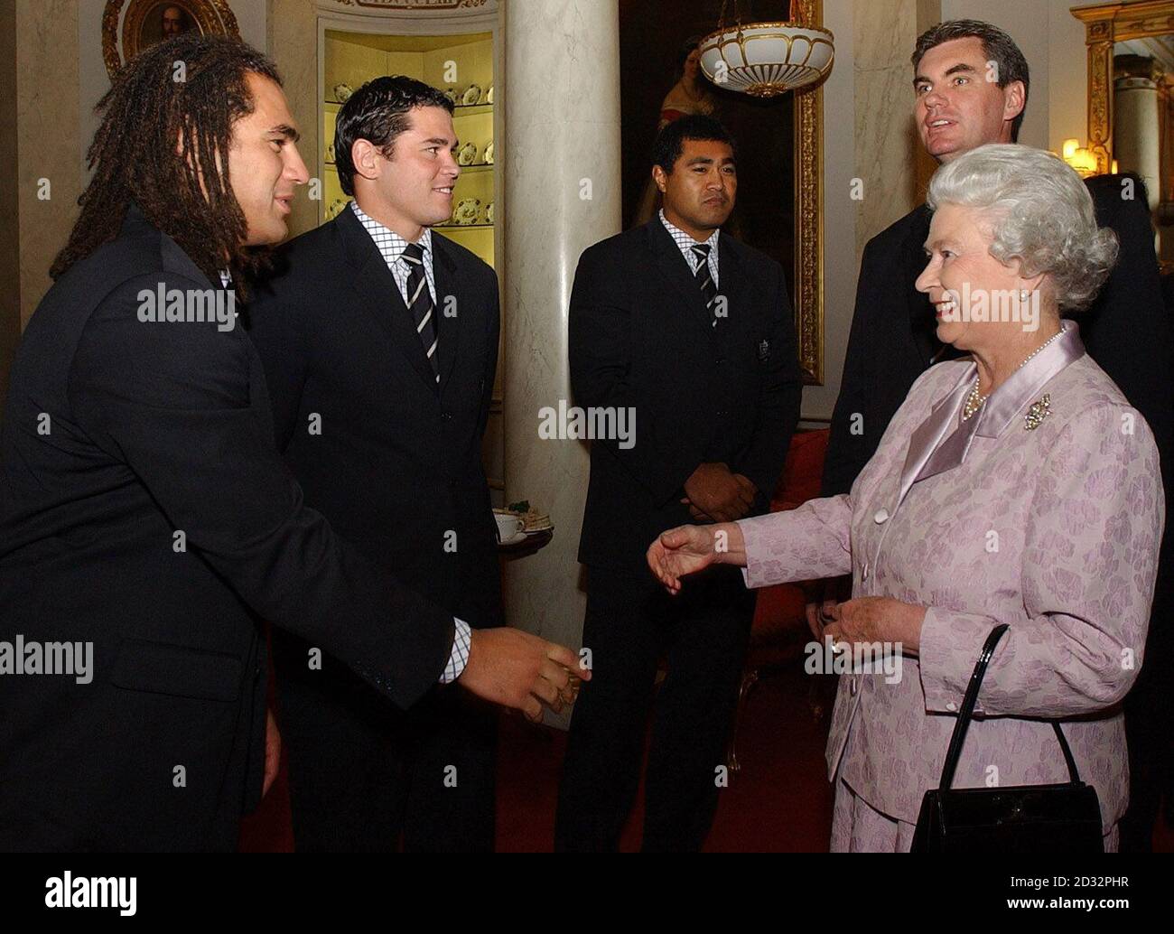 Britain's Queen Elizabeth II meets Australian rugby player George Smith ...