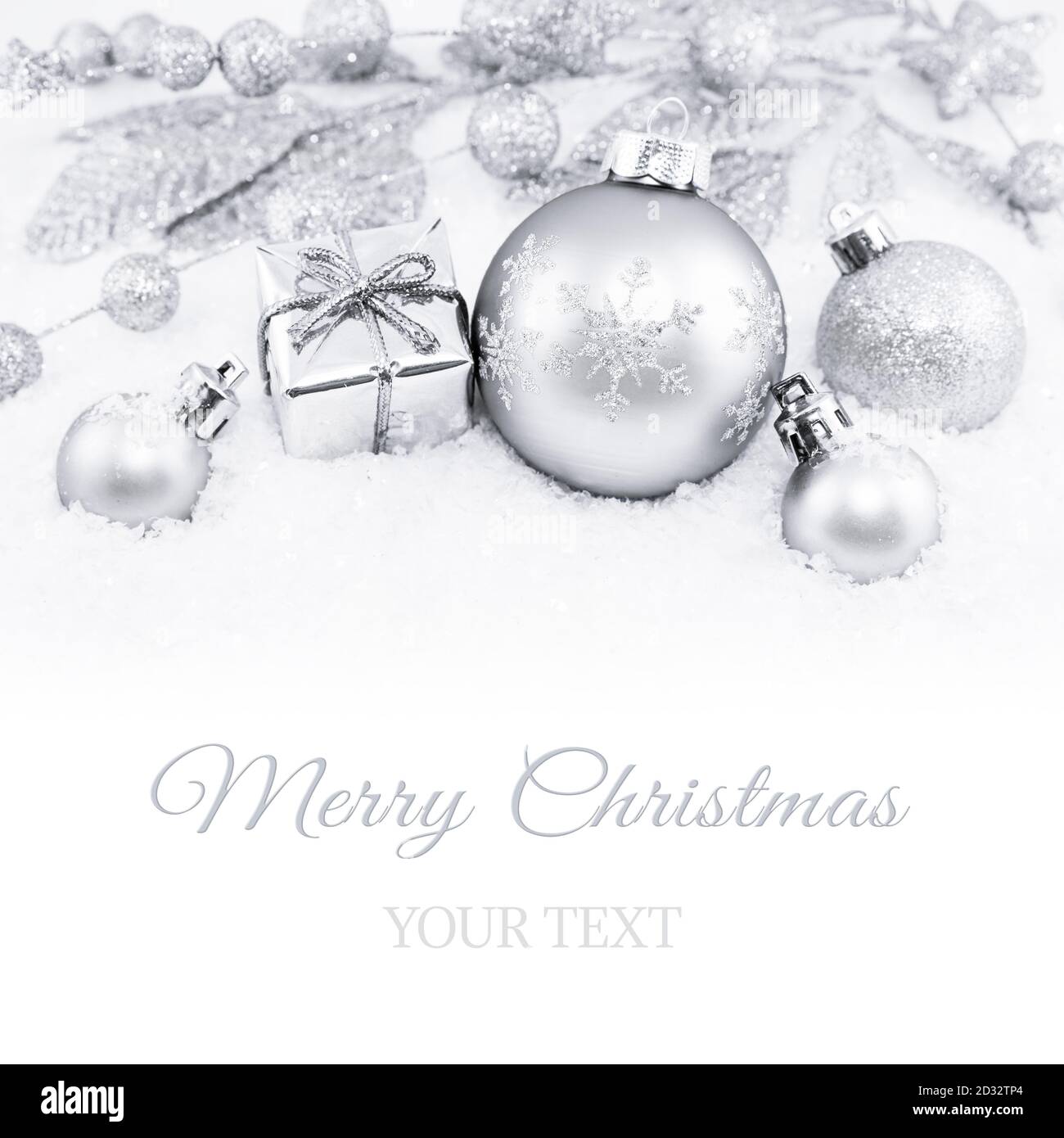 Decorative silver christmas background Stock Photo - Alamy