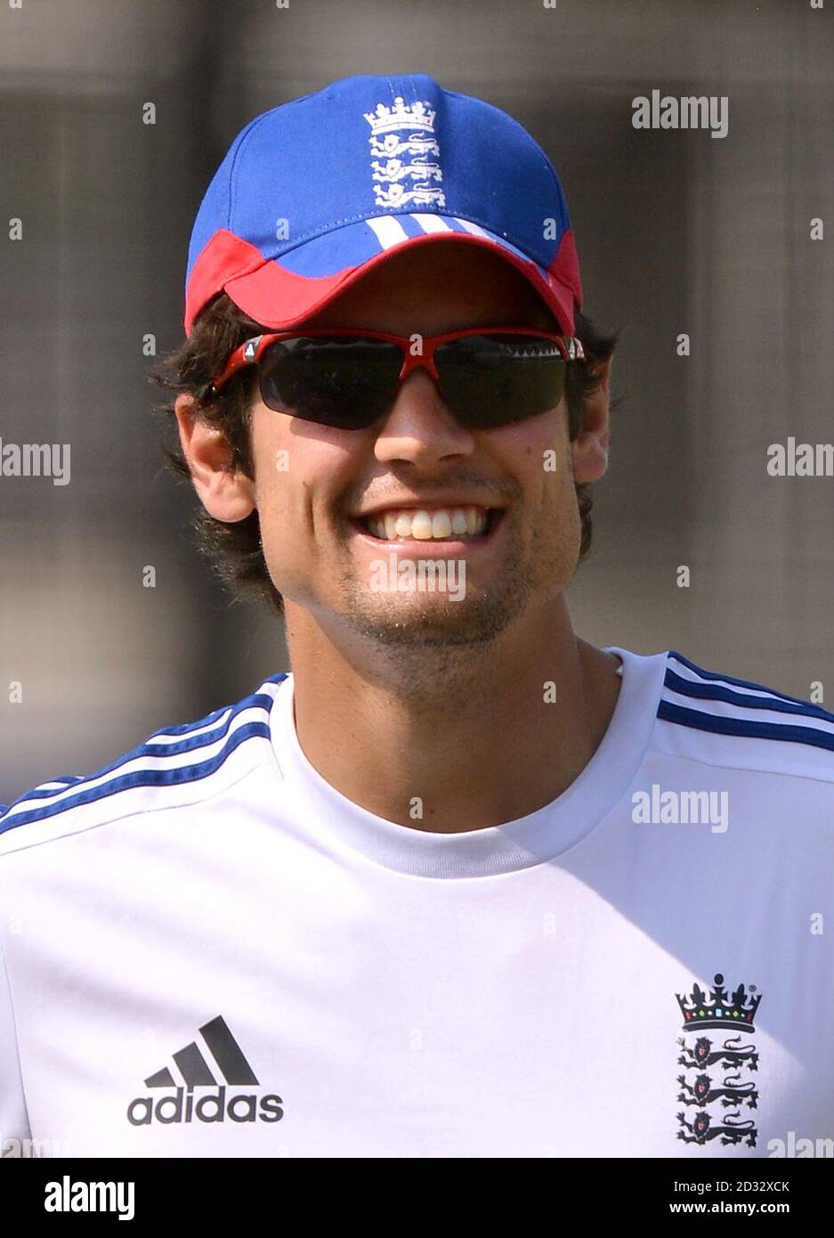 England's Alastair Cook smiles during the nets session at Lords Cricket ...