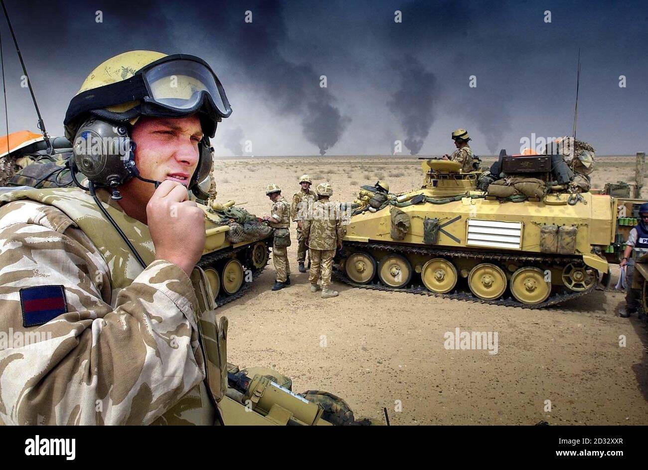 Household Cavalry Regiment in Scimitar tanks looking into southern Iraq ...