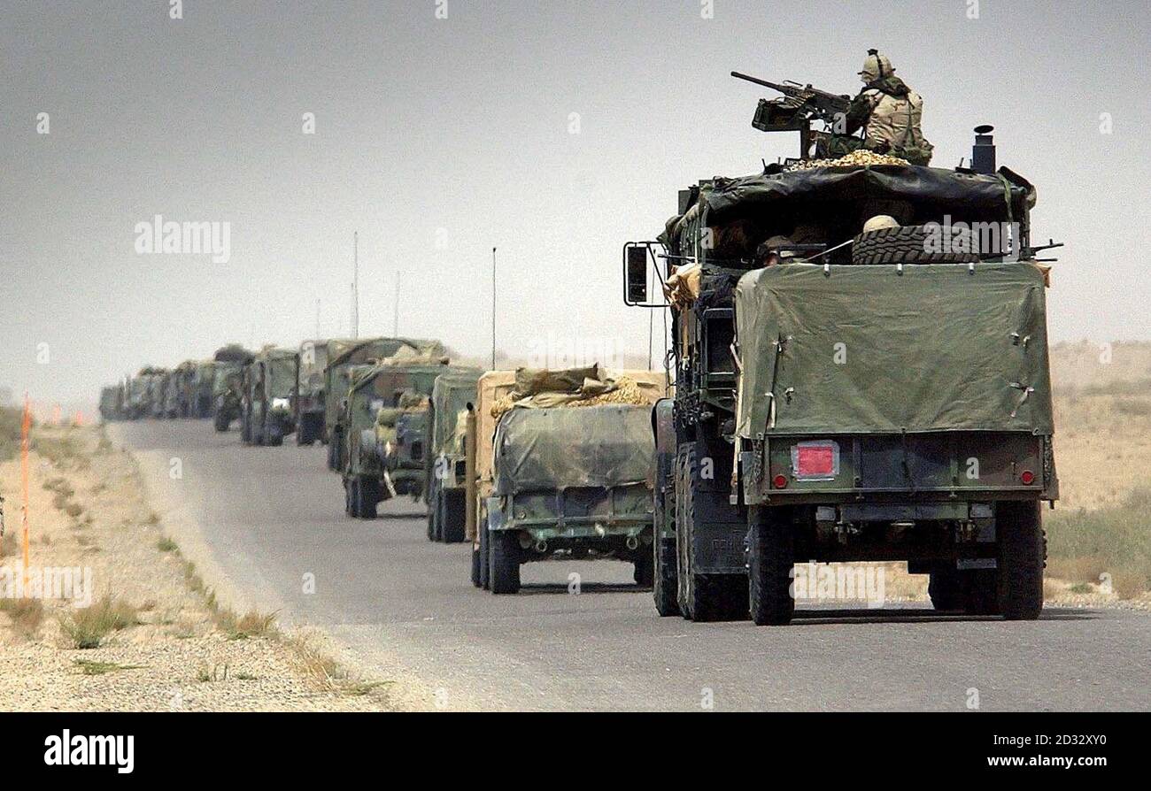 A never-ending convoy of American trucks and armoured Humbie jeeps ...