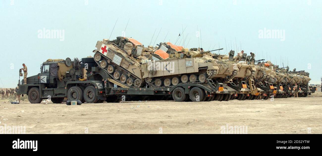 The 2nd Royal Tank Regiment battle group move from Basra further North ...