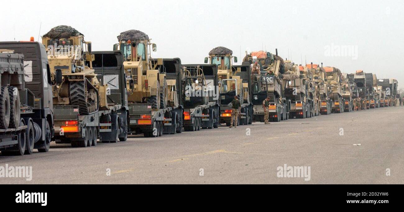 The 2nd Royal Tank Regiment battle group move from Basra further North ...